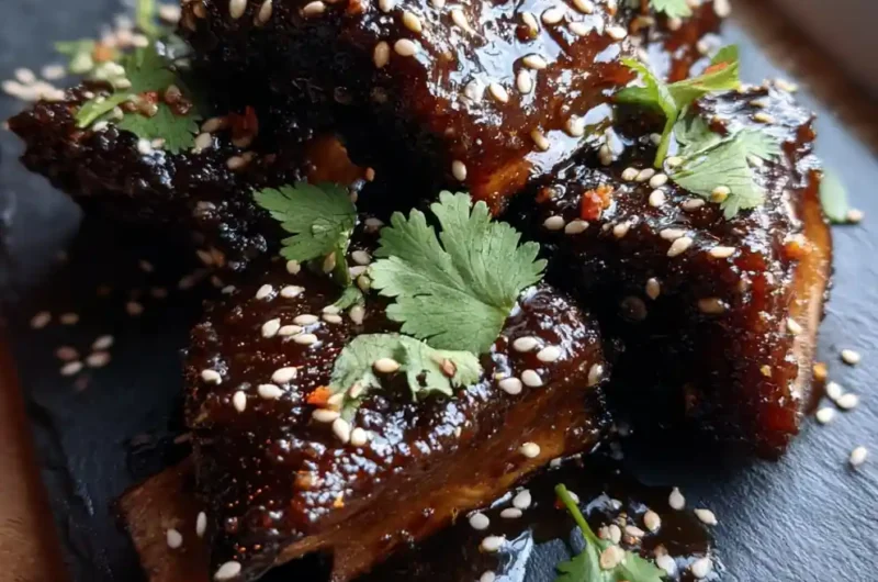 Honey Garlic Beef Short Ribs With Sesame Lime Drizzle