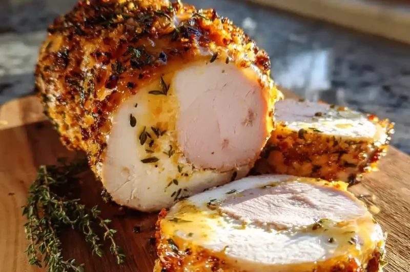 Smoked Turkey Goat Cheese Log With Honey Thyme Glaze